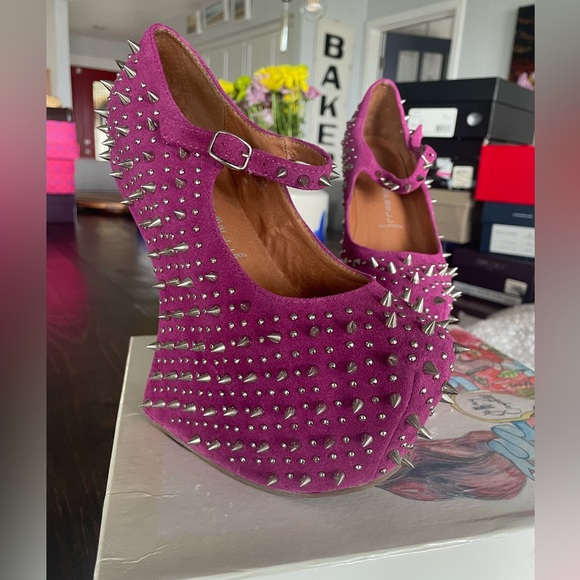 Jeffrey Campbell | Shoes | Jeffrey Campbell Magenta Suede Spiky ...